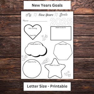New Years Goals Printable for Kids, Kids Coloring Page, 2025 New Years ...