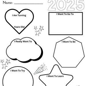 New Years Goals Printable for Kids, Kids Coloring Page, 2025 New Years ...