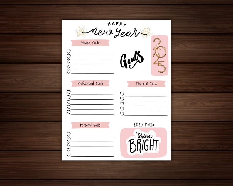 New Year Goals Printable, Goal Printable, Cute Goal Printable, New ...