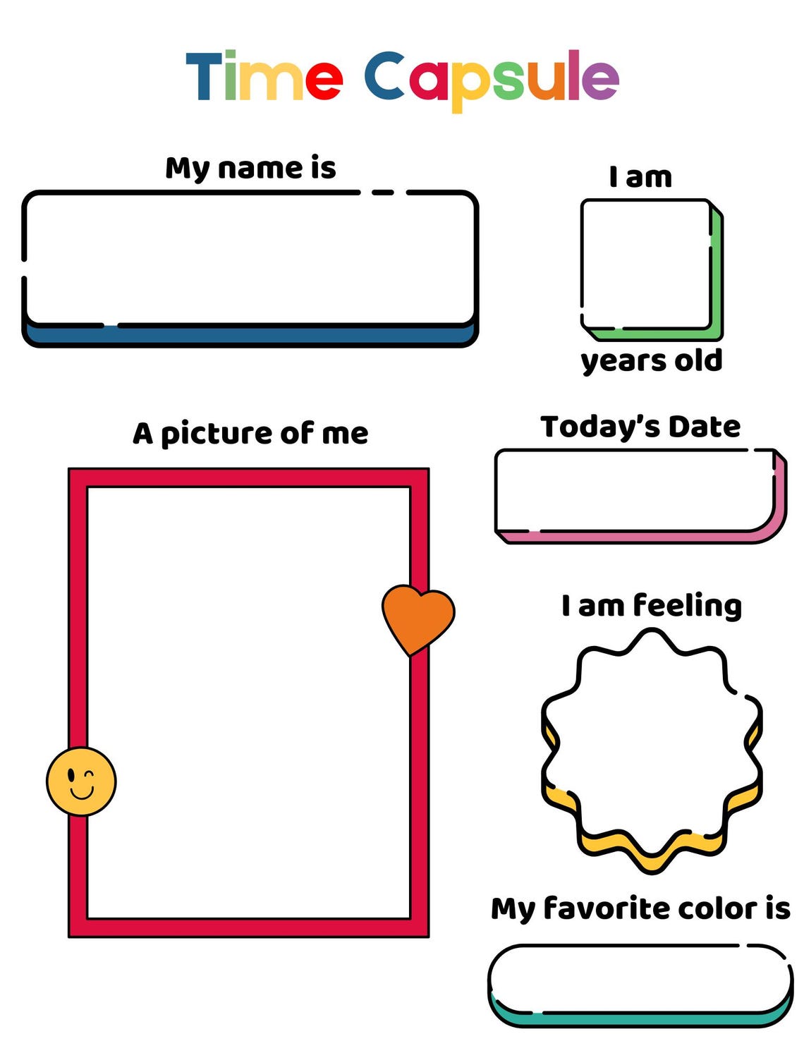 Kids Time Capsule Printable: Activity Sheets (PDF Download) - Etsy