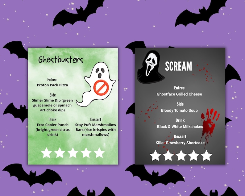Editable Halloween Movie Menu: 20 Horror Movie Meal Ideas (PDF) - Etsy
