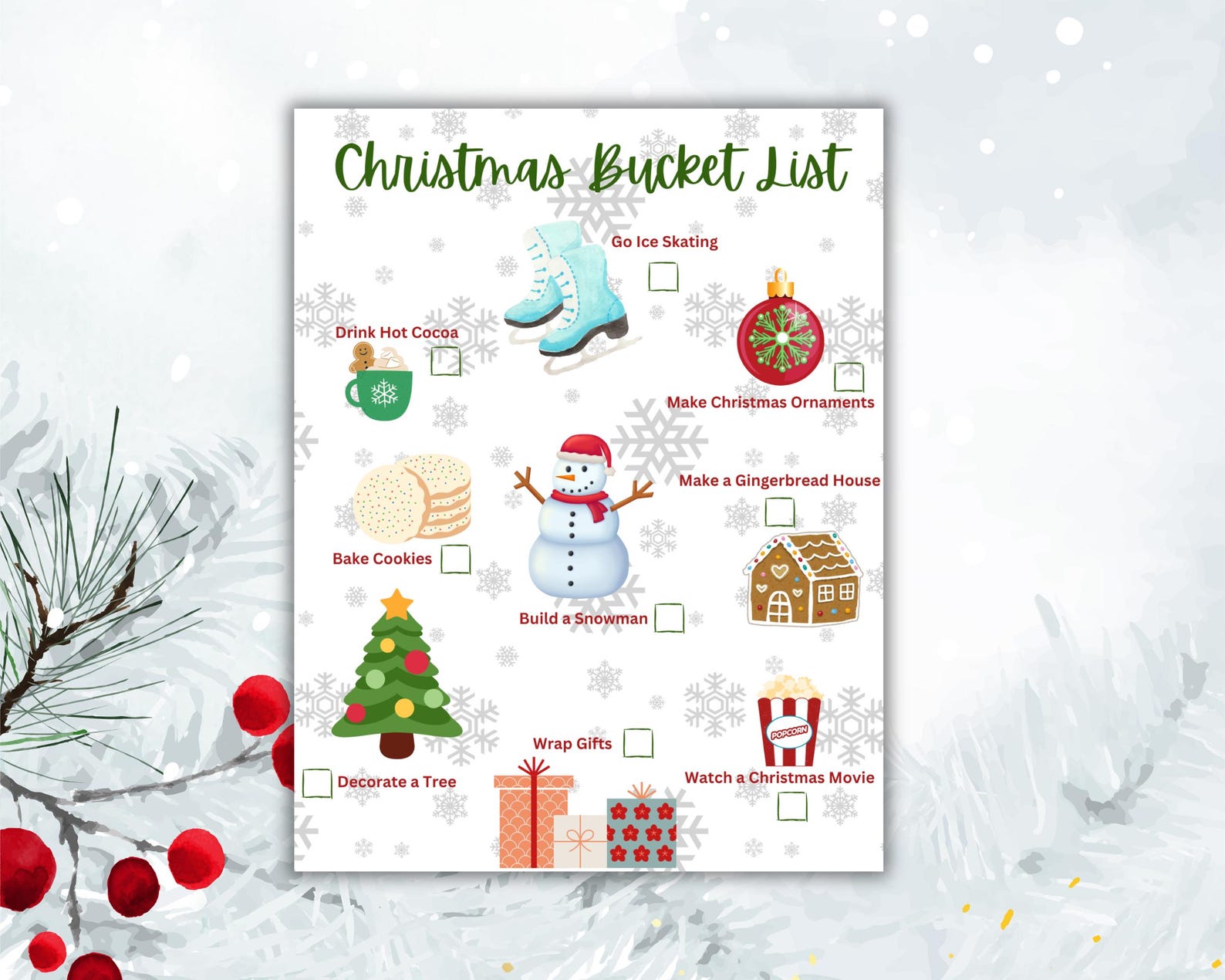 Christmas Bucket List, Holiday Printable, Christmas Printable, Cute ...