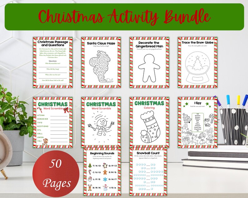 50 Christmas Activity Pages, Kids Games Bundle (digital Download) - Etsy