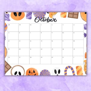 Halloween Calendar Printable: Editable October Planner (digital ...