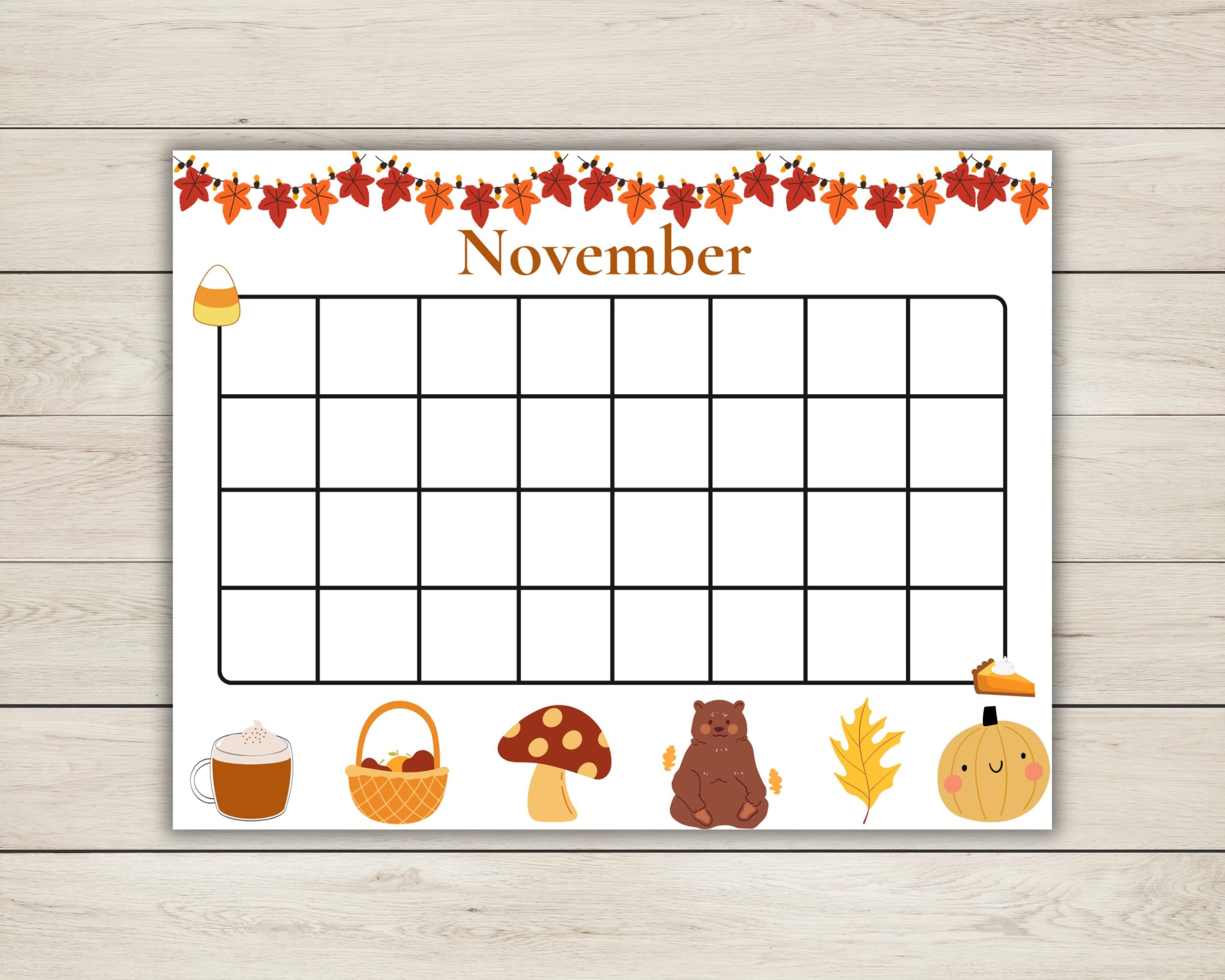 November Calendar Printable: Cozy Fall Planner (PDF & PNG) - Etsy