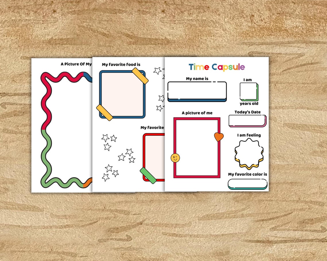Time Capsule Printable, Capsule for Kids, Kid's Activity Sheets, School ...