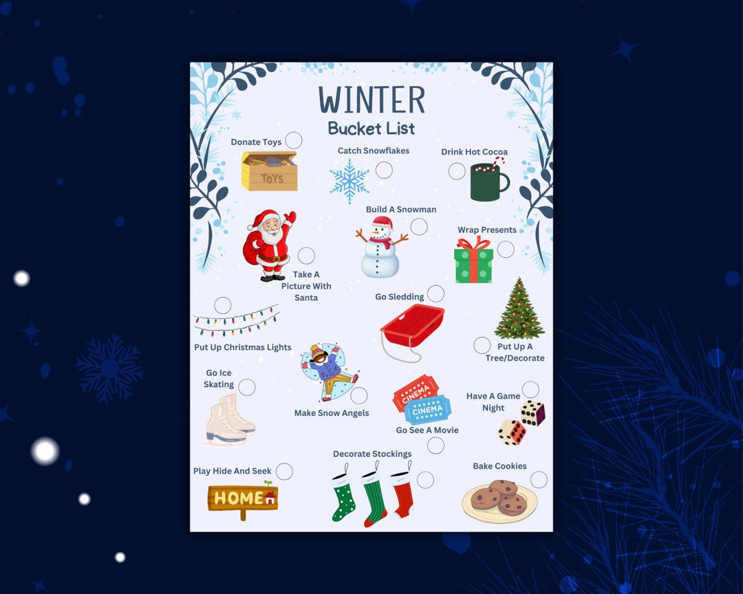 Winter Bucket List Printable: Holiday Activities (digital Download) - Etsy