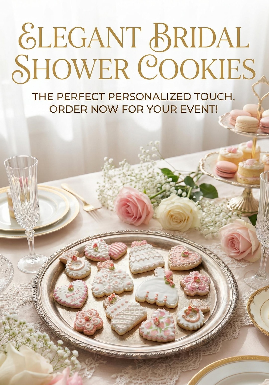 Custom Wedding Sugar Cookies: Bridal Shower Favors Decorated Custom ...