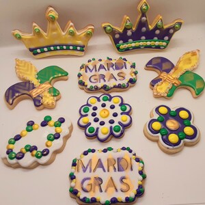 MARDI GRAS Cookies - Homemade Sugar Cookies, Cookie Gift, Handmade ...