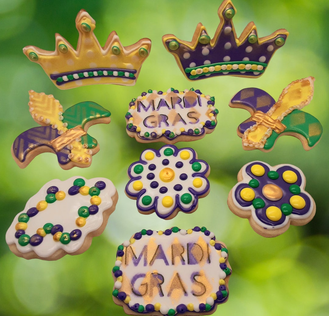 MARDI GRAS Cookies Homemade Sugar Cookies, Cookie Gift, Handmade ...