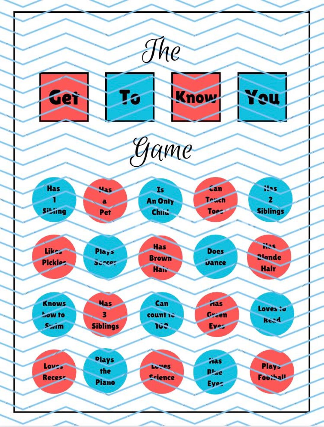 Get to Know You Game Ice Breaker - Etsy