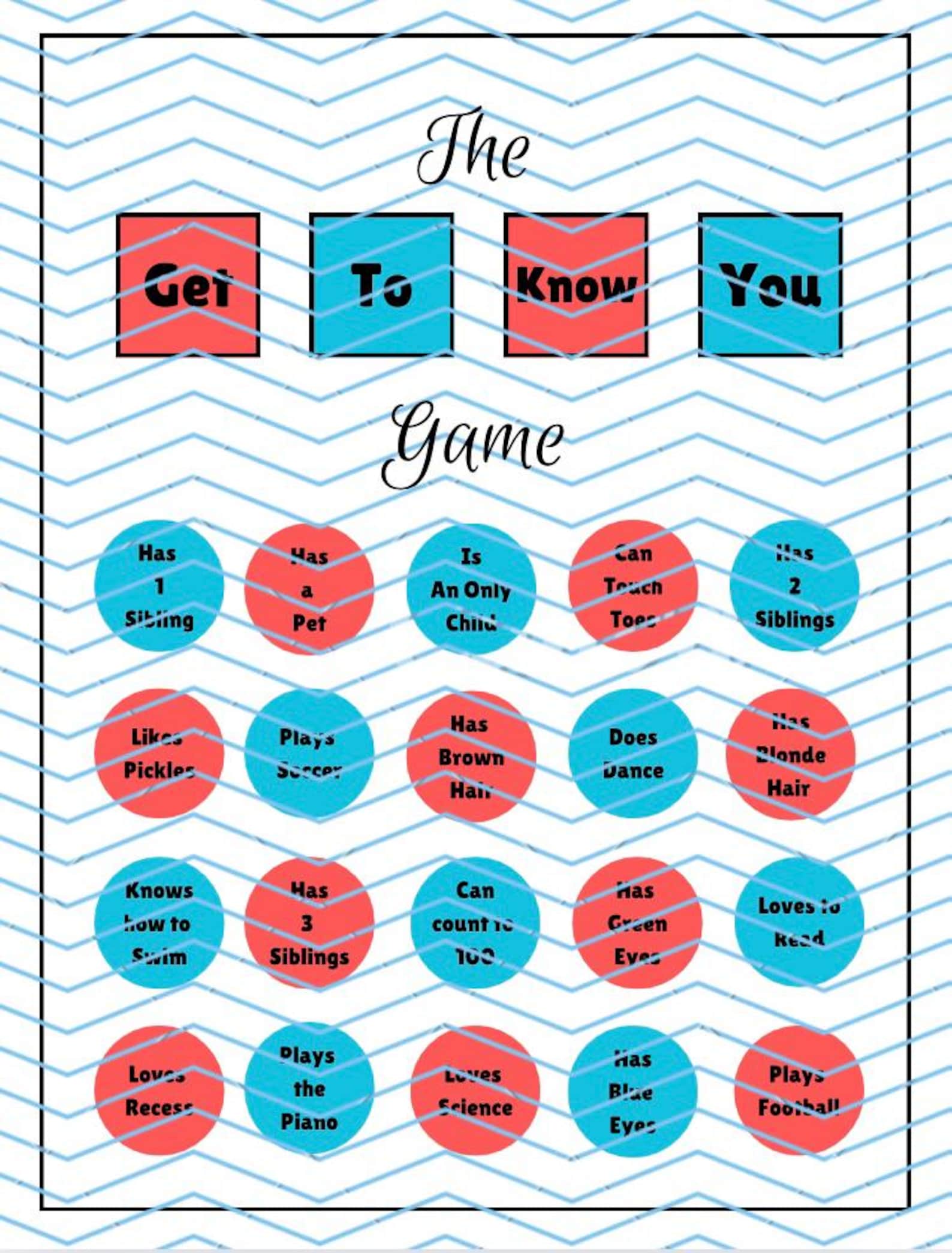 Get to Know You Game Ice Breaker - Etsy