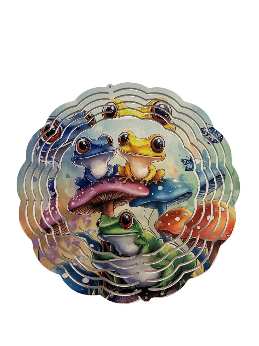 Frog and Mushroom Colorful Wind Spinners, Outdoor Spinners, Frog Lover ...