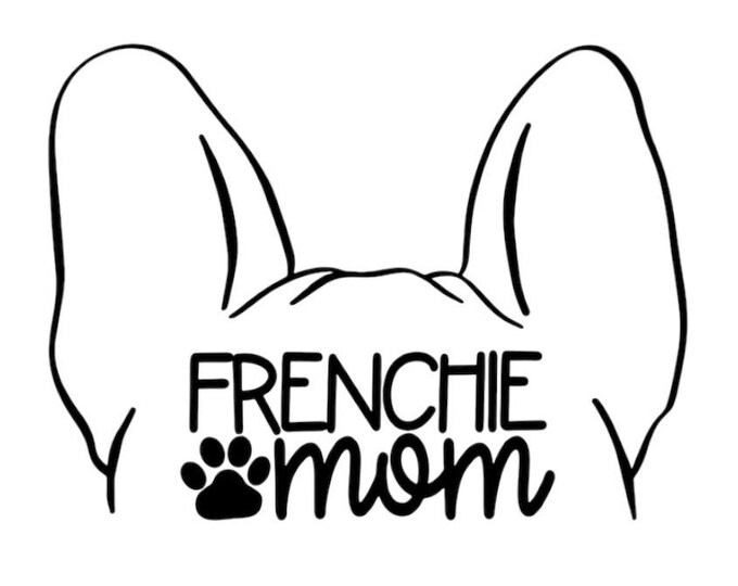 Frenchie Mom Ear Decal, Car Decals, Wall Decals, Dog Decals, Bulldog ...