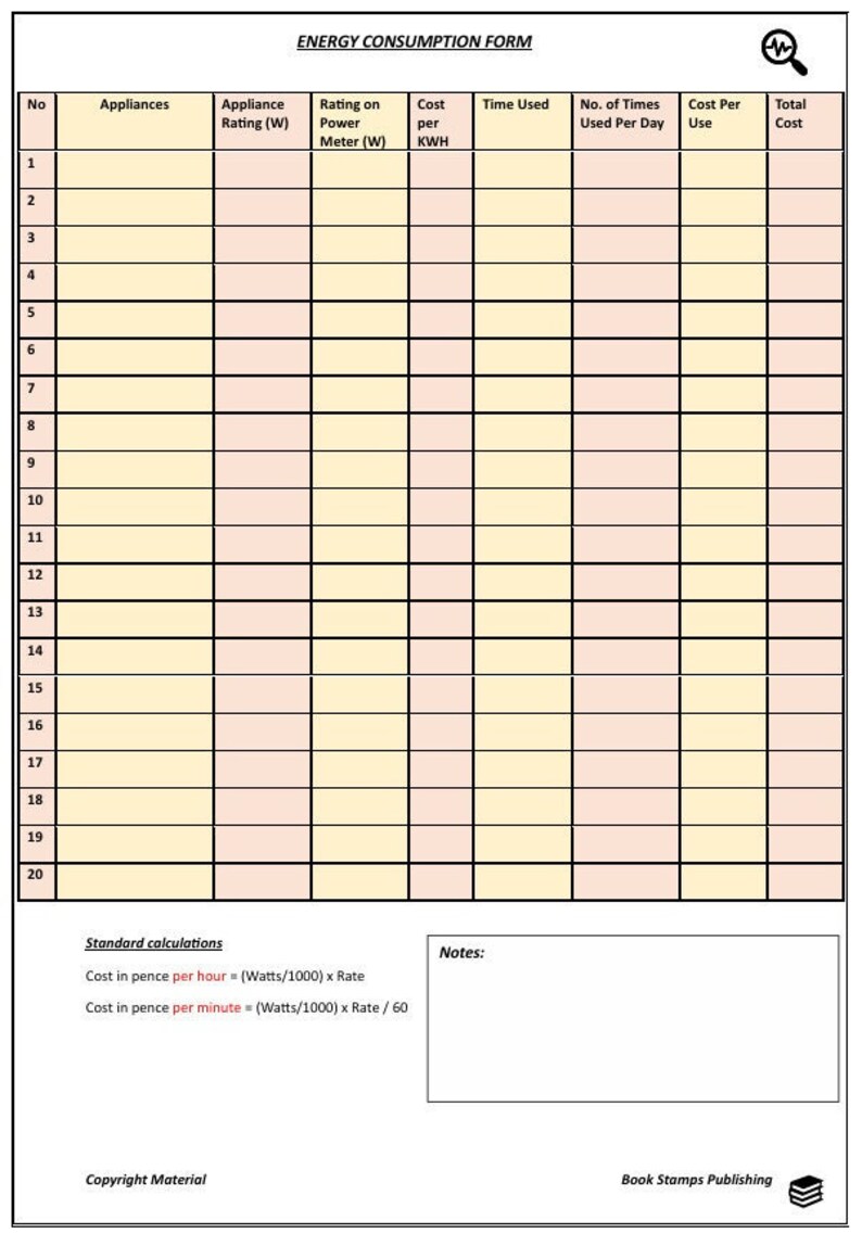 Energy Consumption Form - Etsy