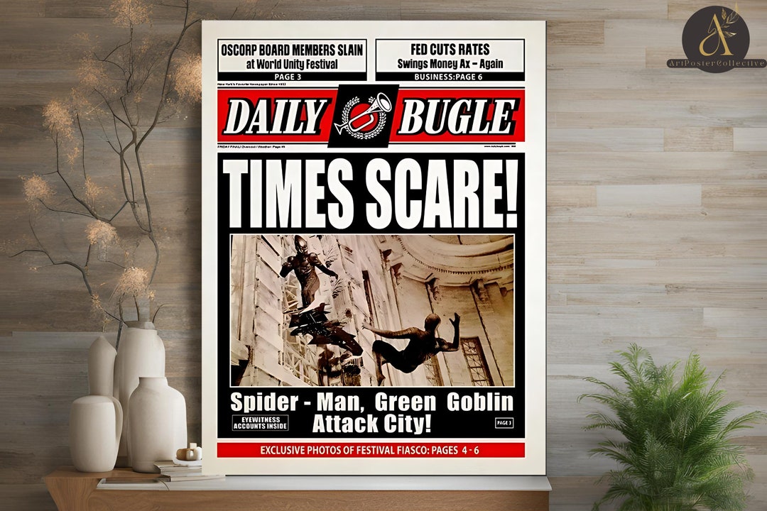 Spiderman Daily Newspaper Poster and Print No Way Home Movie Canvas ...