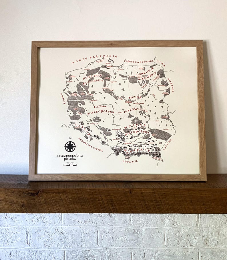 Hand-drawn Fantasy Map of Poland - Art Print - Etsy Australia