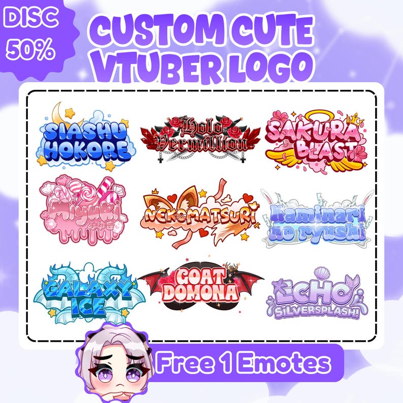 Custom Vtuber Logo Commission, Custom Vtuber Logo, Cute Logo, Vtuber ...