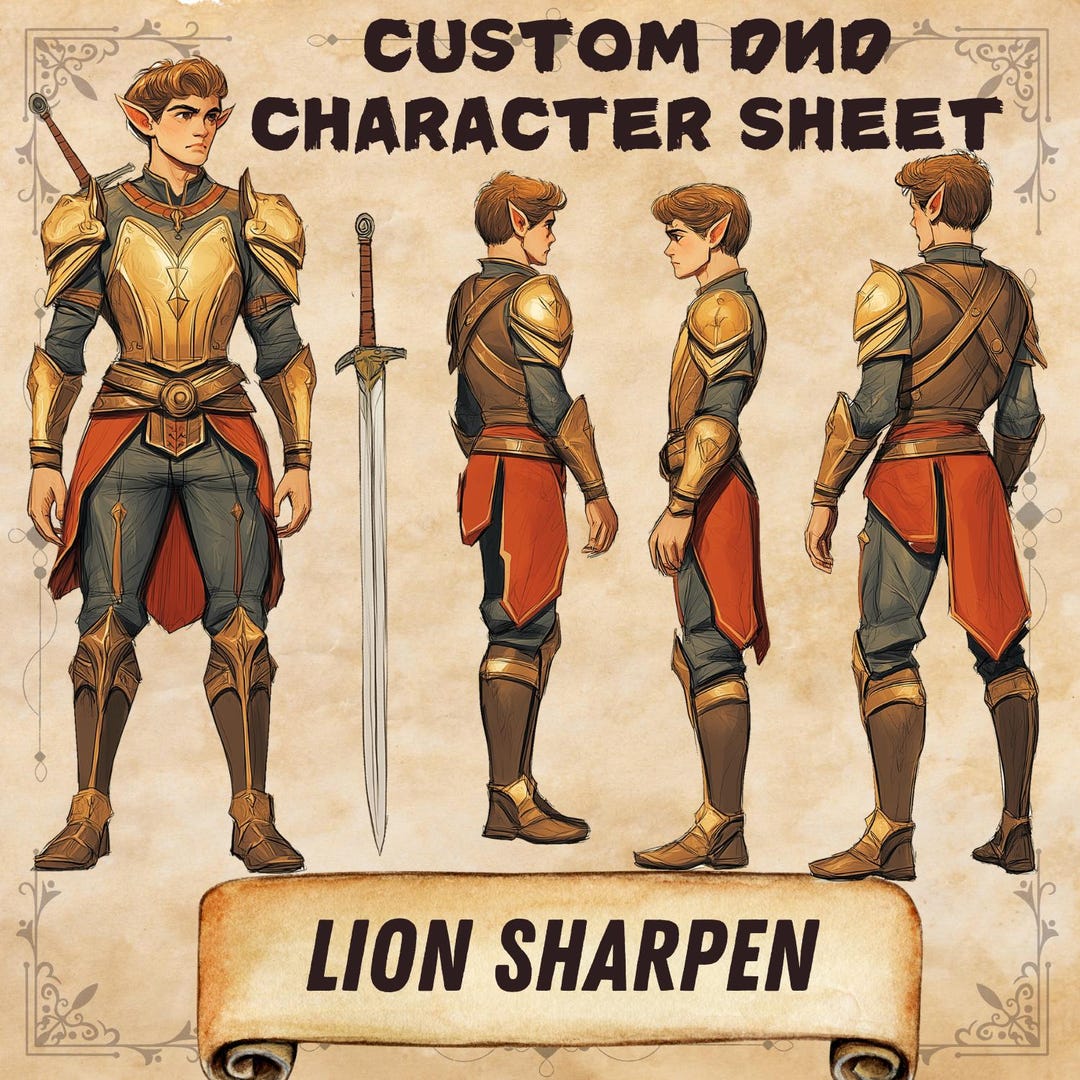 Custom Dnd Character Sheet Custom Fantasy Character Sheet Dungeon and Dragons Dnd Character ...