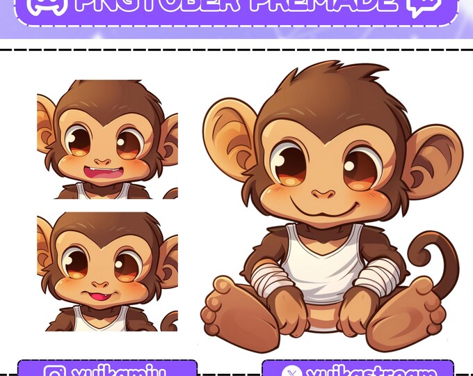 Pngtuber - Monkey | Chibi | Cute | Kawaii | Twitch | Youtube | Vtuber ...