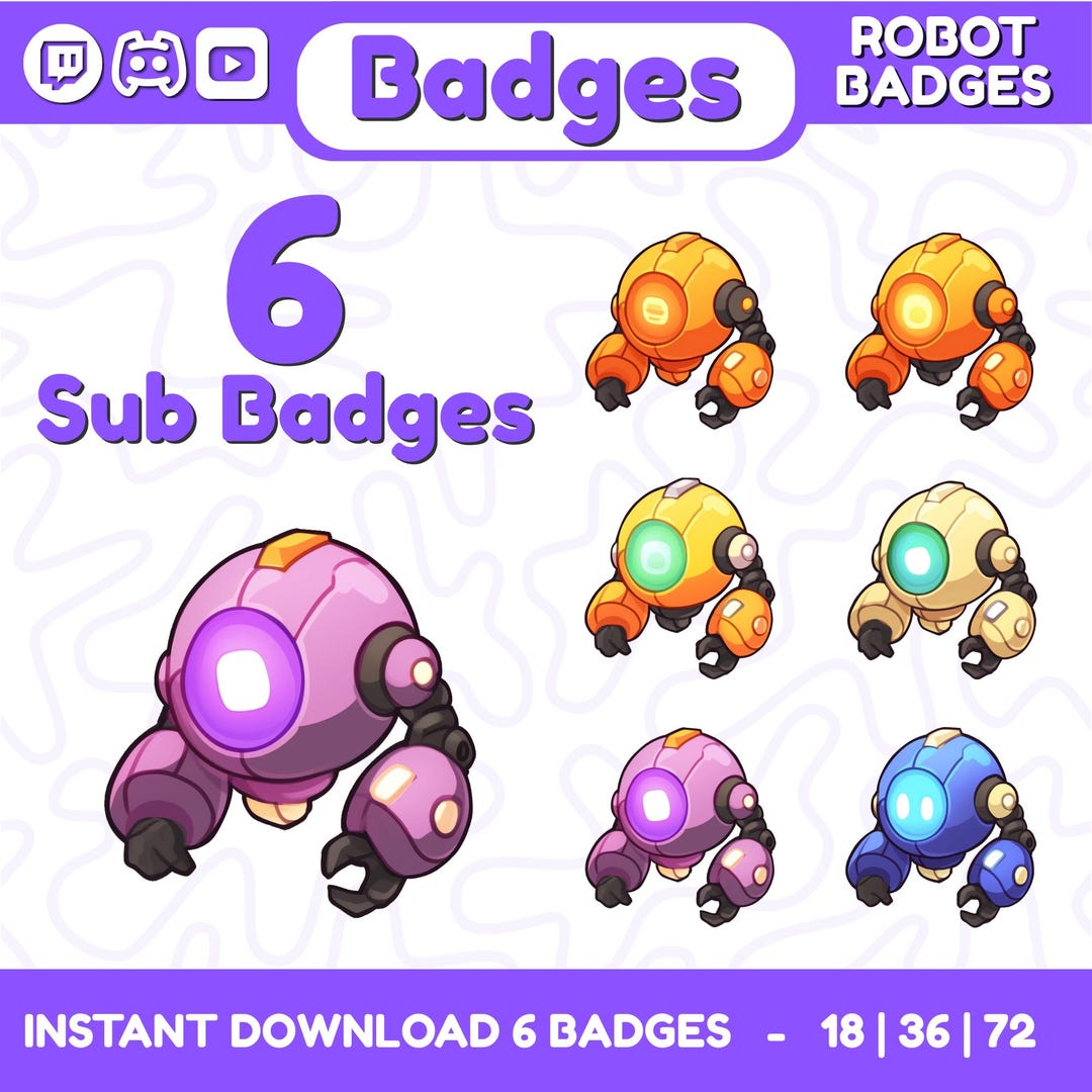Twitch Badges | Robot Sub Badges Evolution | Twitch Emotes | Gift ...