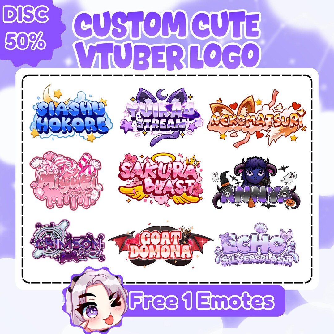 CUSTOM VTUBER LOGO | Custom Vtuber Logo Commission | Cute Logo | Kawaii ...