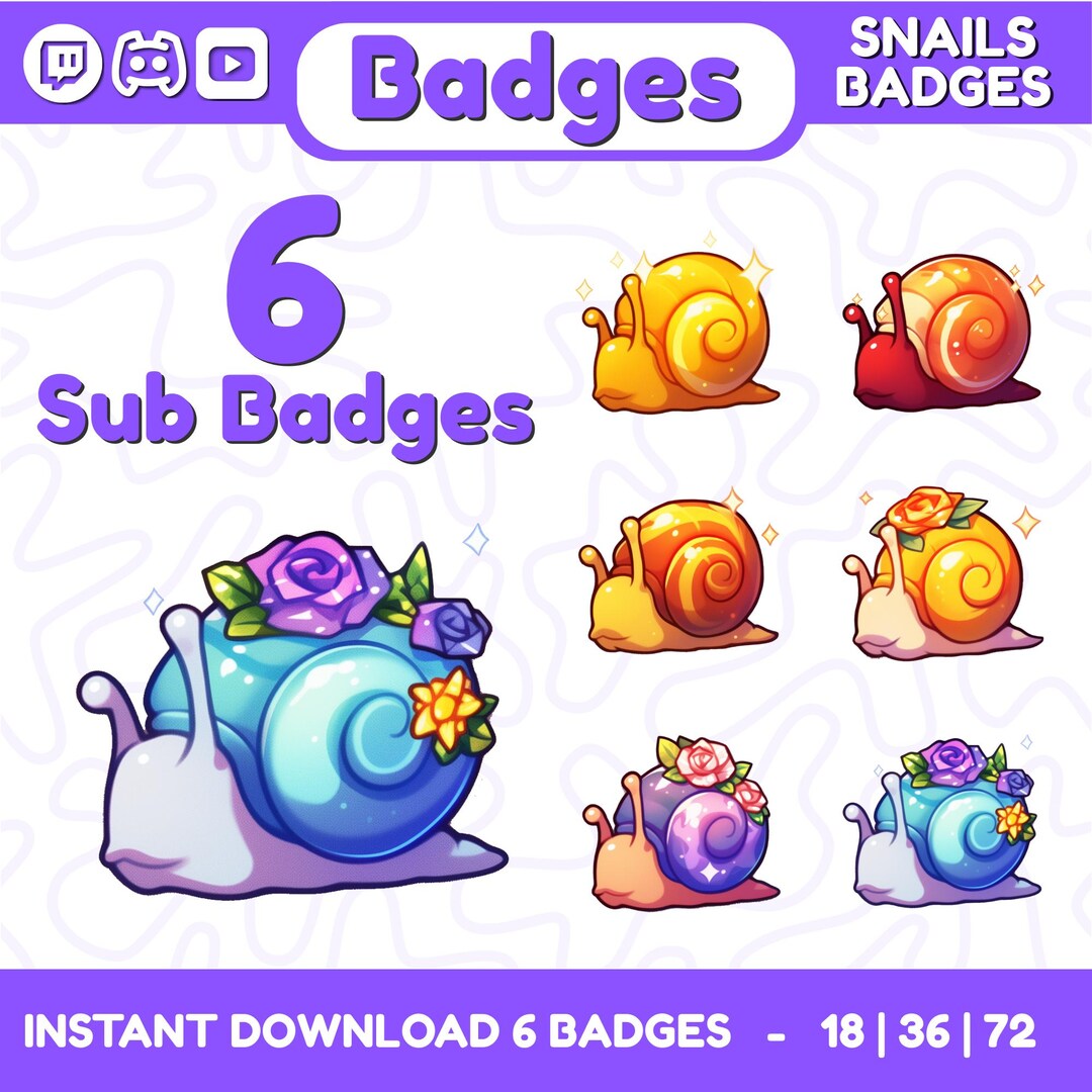 Twitch Badges | Twitch Emotes | Snails Subbadges Package | Sub Badges ...