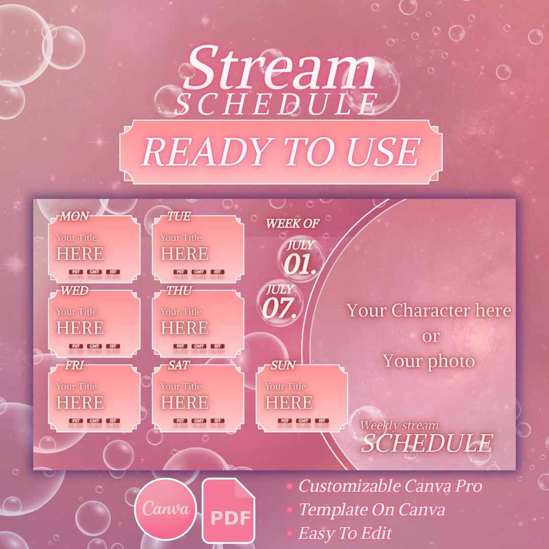 Pink Stream Schedule for Your Streaming - Youtuber Schedule - Vtuber ...