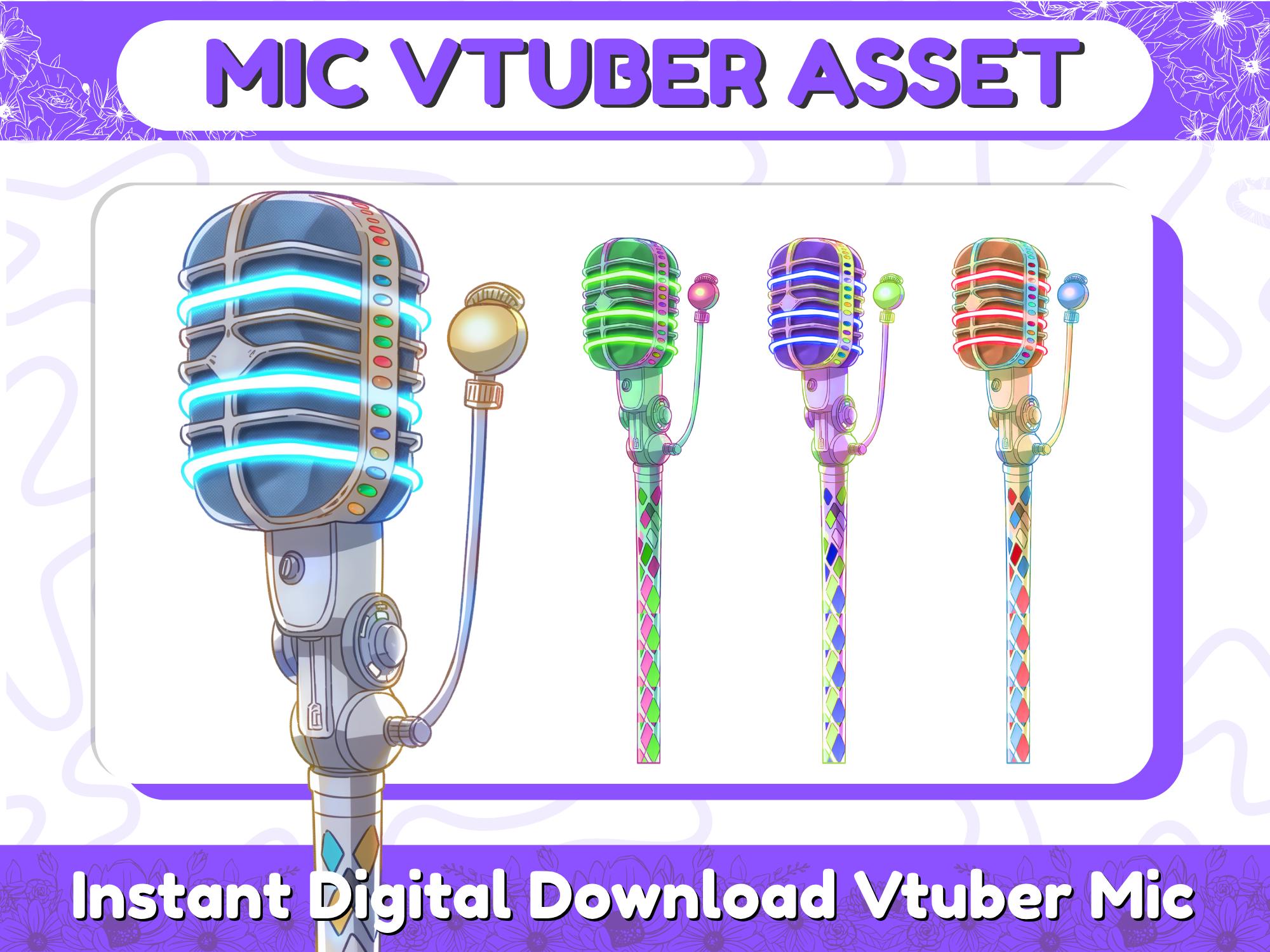 Retro Neon Vtuber Microphone's, Vtuber Mic, Vtuber Asset, Vtuber ...
