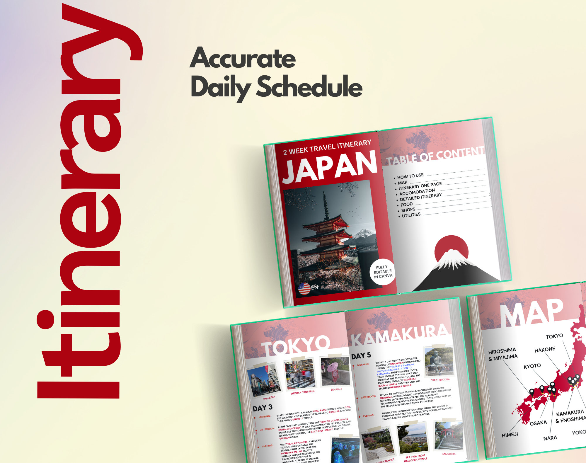 Editable Japan Itinerary Digital Template, +35 Pages Japan Travel ...