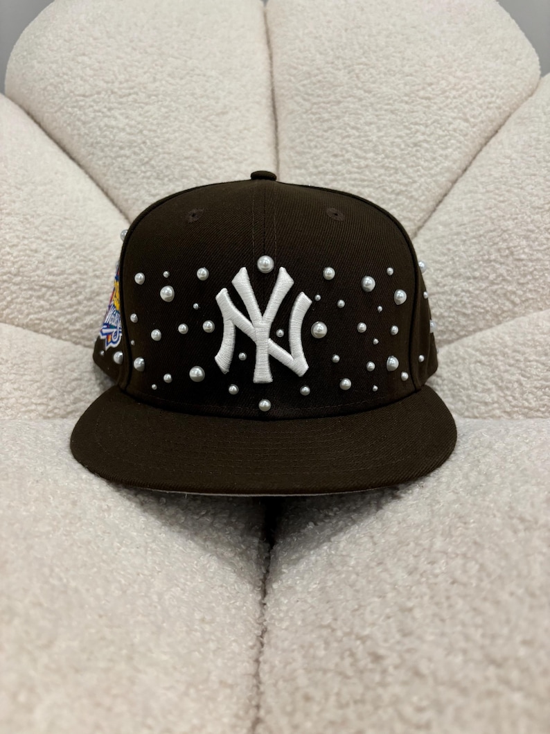 Pearl Jeweled Rhinestone NY Fitted Cap - Etsy