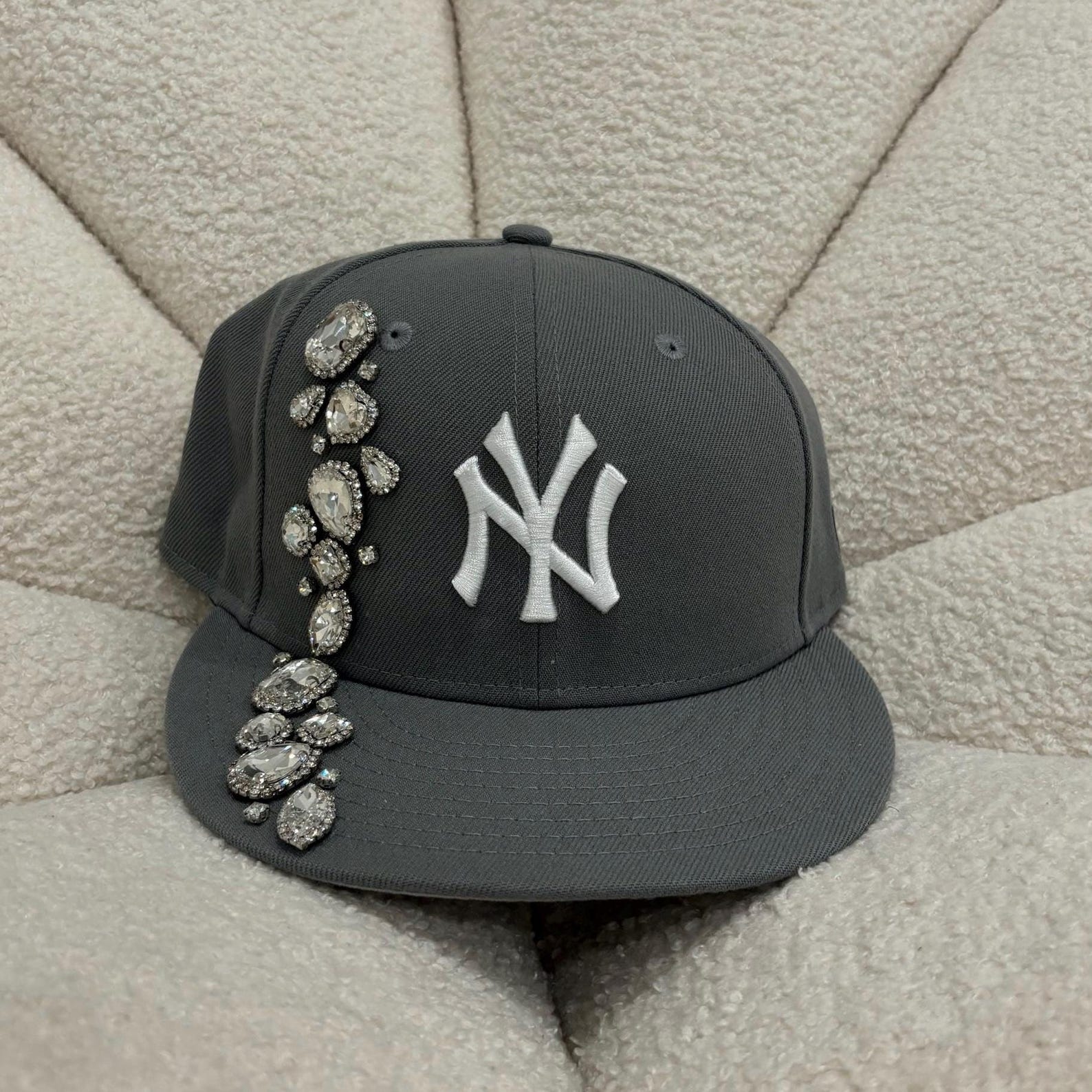 Bedazzled Rhinestone NY Fitted Cap - Etsy
