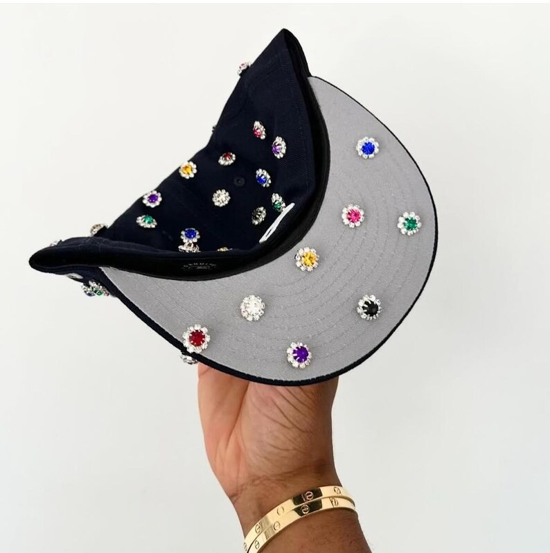 Hand Sewn - Colorful Jeweled Rhinestone NY Fitted Cap - Etsy
