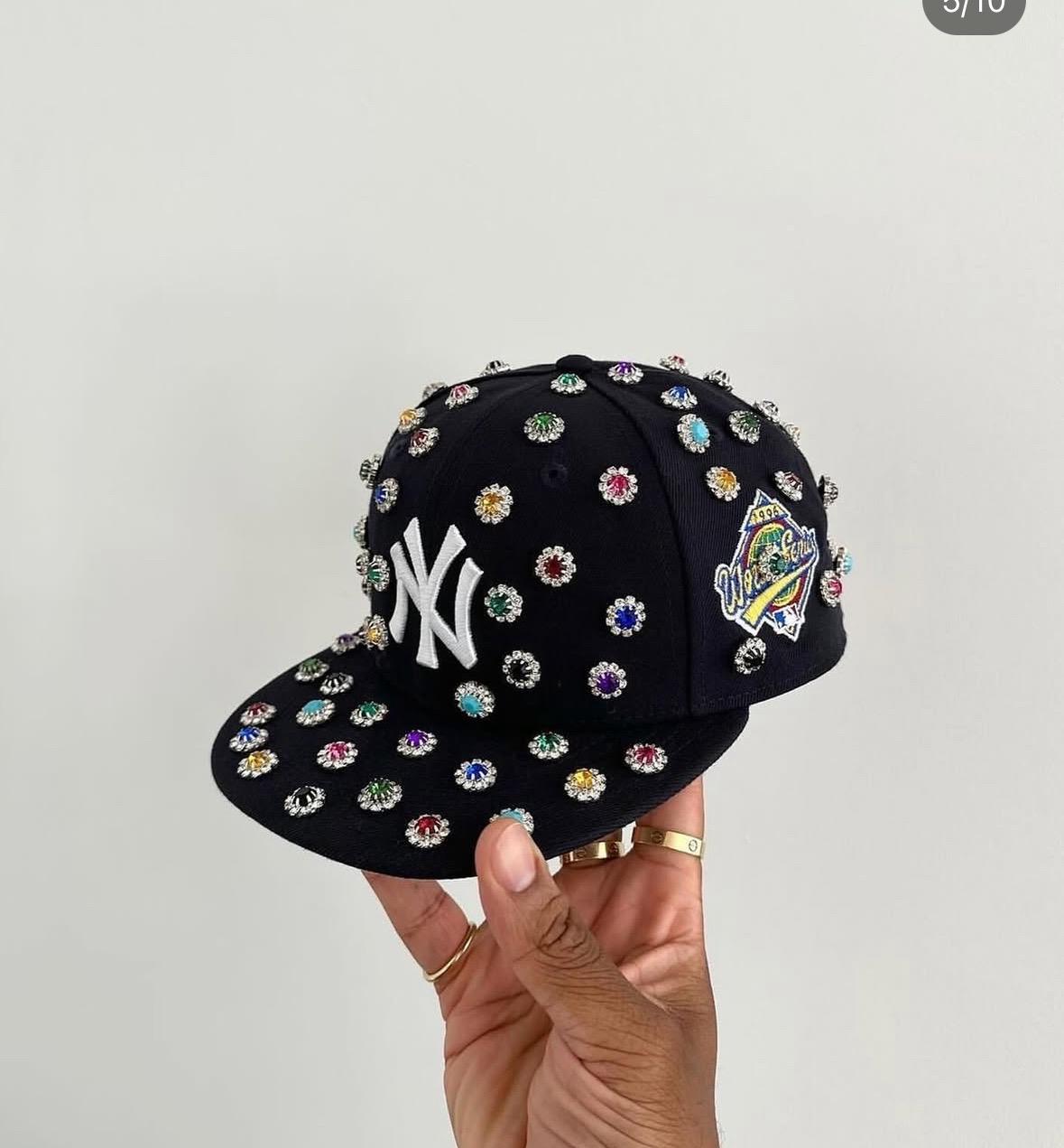 Hand Sewn - Colorful Jeweled Rhinestone NY Fitted Cap - Etsy