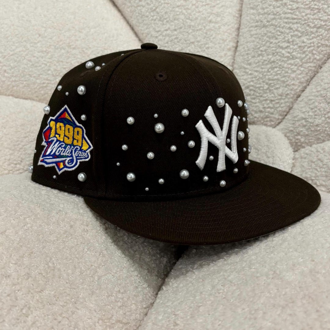 Pearl Jeweled Rhinestone NY Fitted Cap - Etsy
