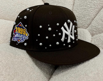 Pearl Jeweled Rhinestone NY Fitted Cap - Etsy