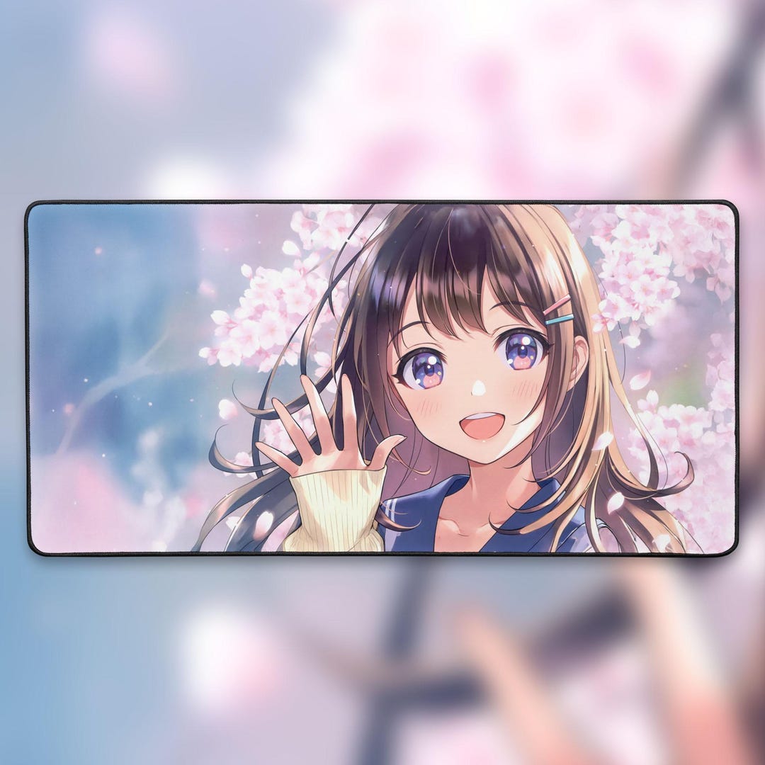 Cute Anime Girl Mousepad – Kawaii Sakura Waifu Desk Mat, Gamer Girl XL ...