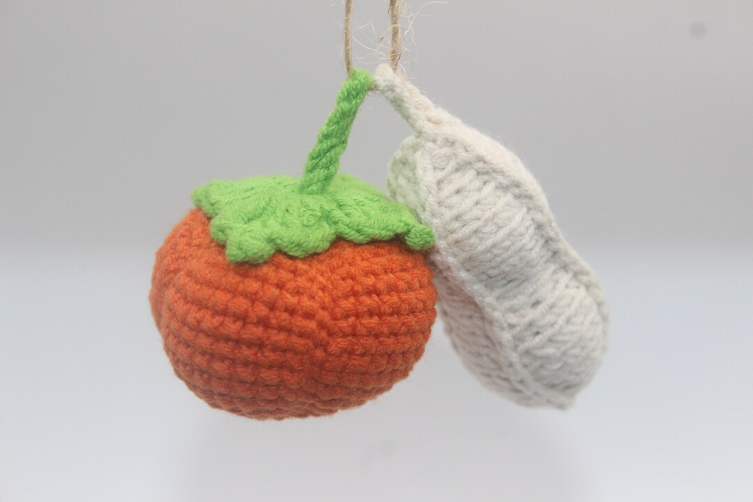 Persimmon and Peanut Crochet Gift, Key Charm, Backpack Decoration, Cute ...