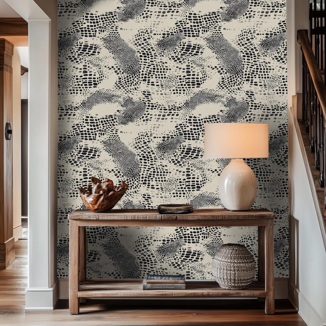 Snakeskin Print Wallpaper - Modern Animal Texture Wall Mural - Bold ...