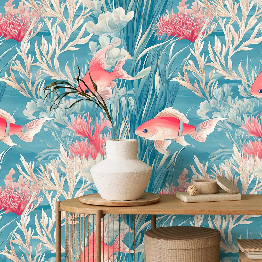 Coral Reef Fish Wallpaper, Aquatic Tropical Underwater Scene Peel and ...