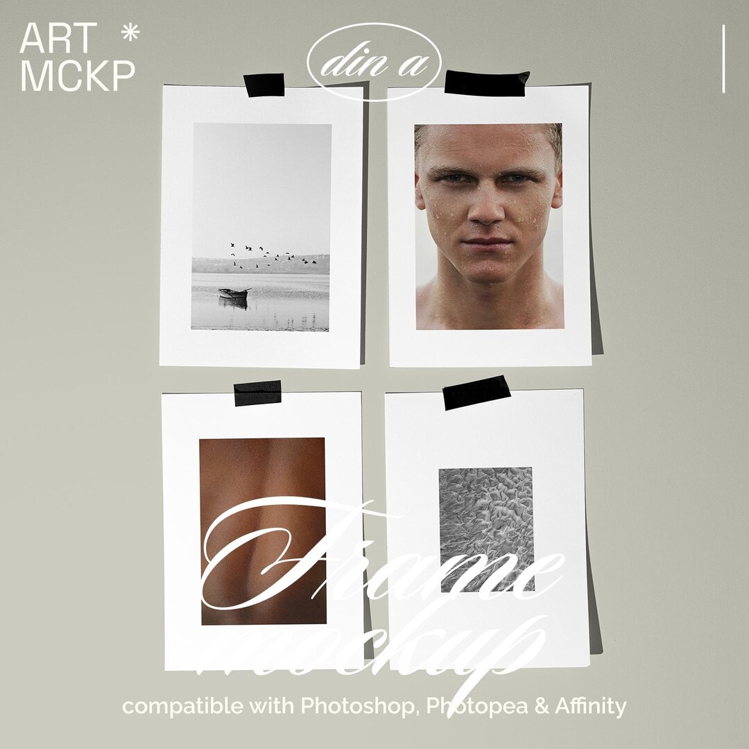 DIN A Four Hanging Art Posters Mockup: Artwork Isolated Scene (PSD ...