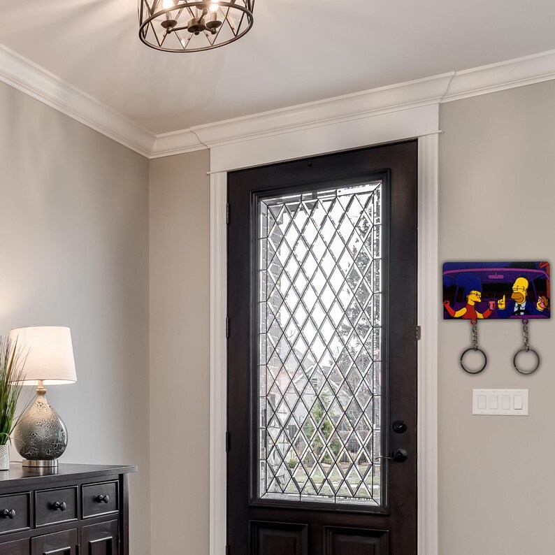 Simpsons Key Holder, Homer and Marge Dancing, Handmade Keychain, Wooden ...