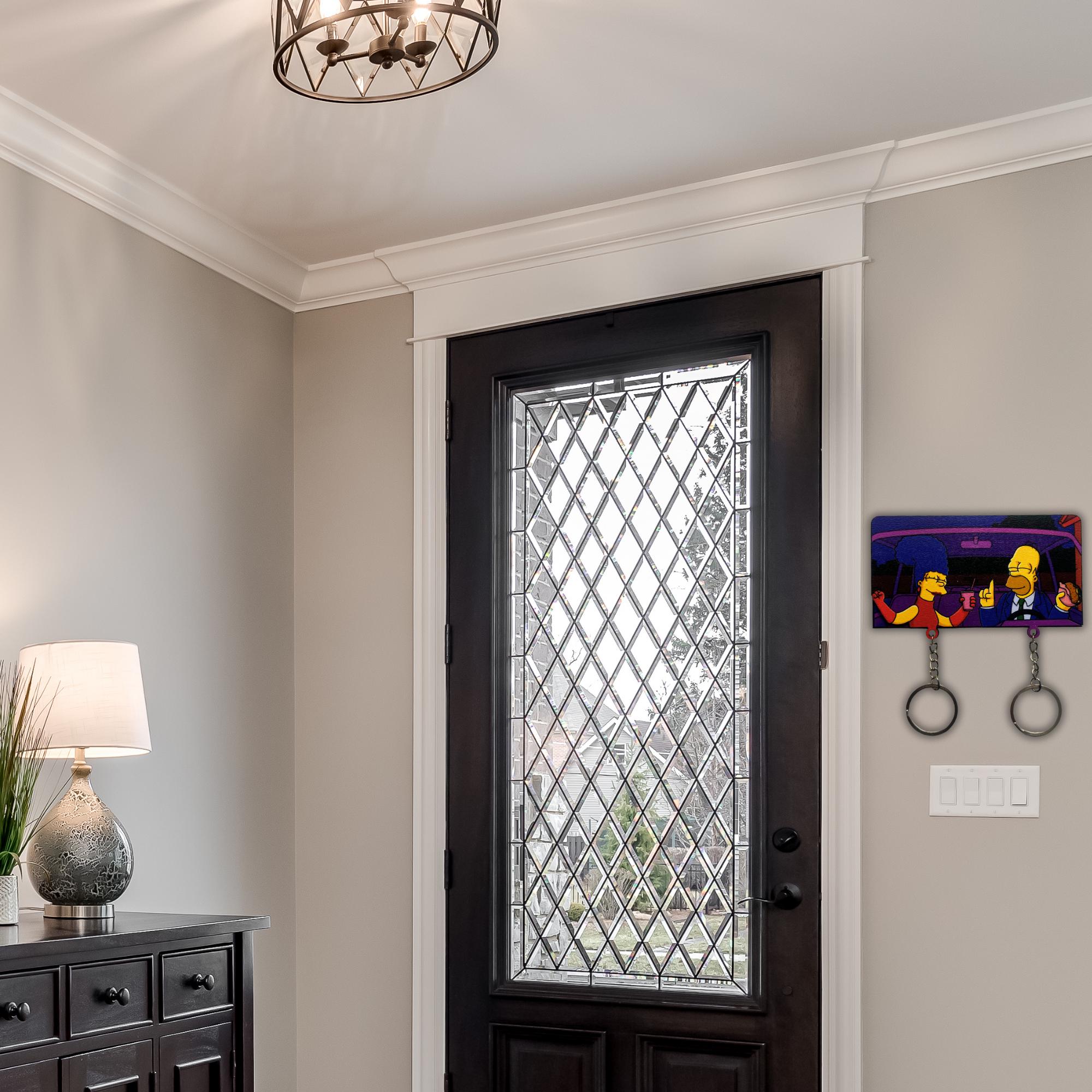 Simpsons Key Holder, Homer and Marge Dancing, Handmade Keychain, Wooden ...