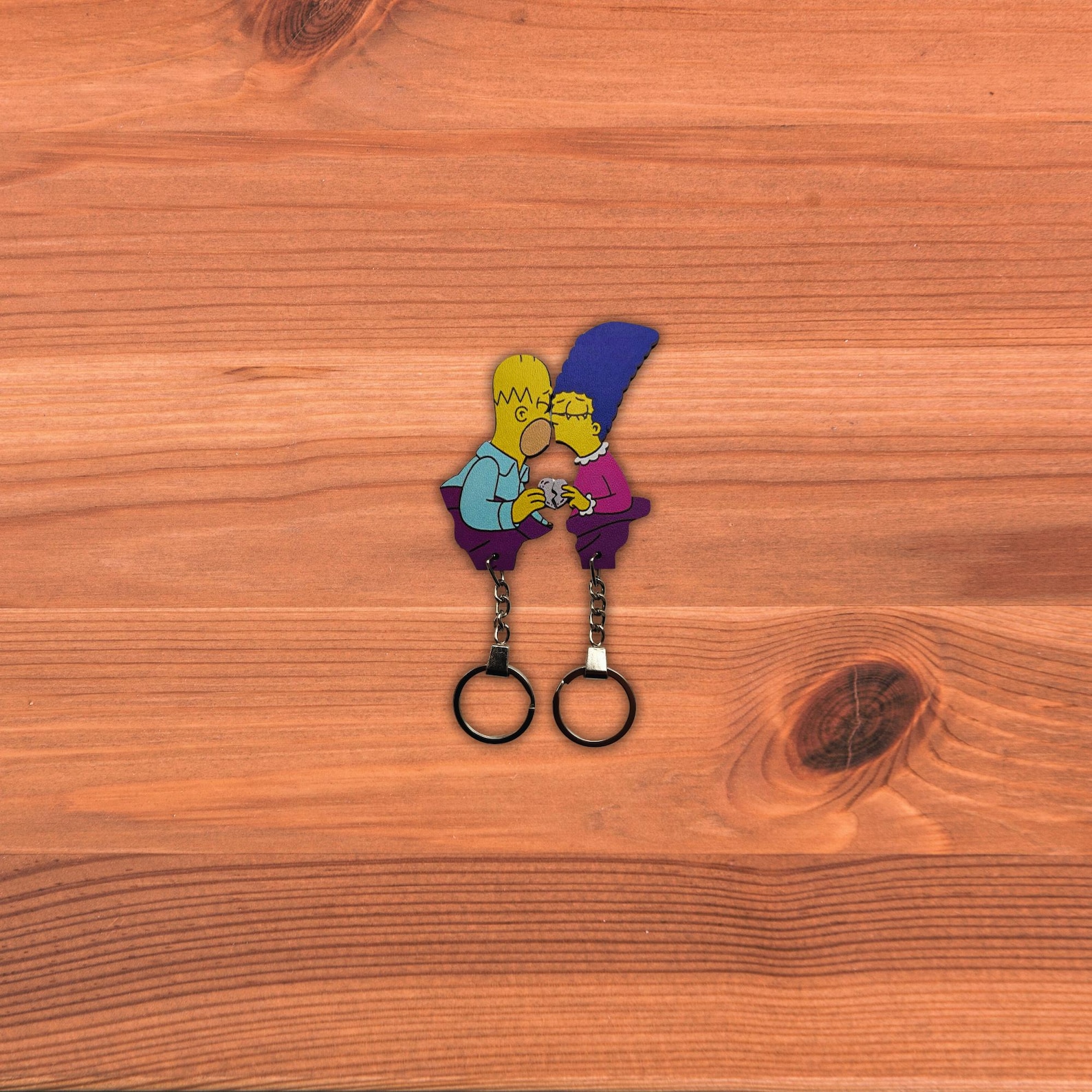 Simpsons Keychain Holder, Homer and Marge Dancing, Handmade Wooden Wall ...
