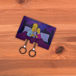 Simpsons Key Holder, Homer and Marge Dancing, Handmade Keychain, Wooden ...