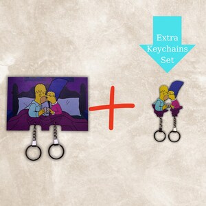 Simpsons Key Holder, Homer and Marge Dancing, Handmade Keychain, Wooden ...