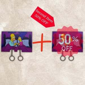 Simpsons Key Holder, Homer and Marge Dancing, Handmade Keychain, Wooden ...