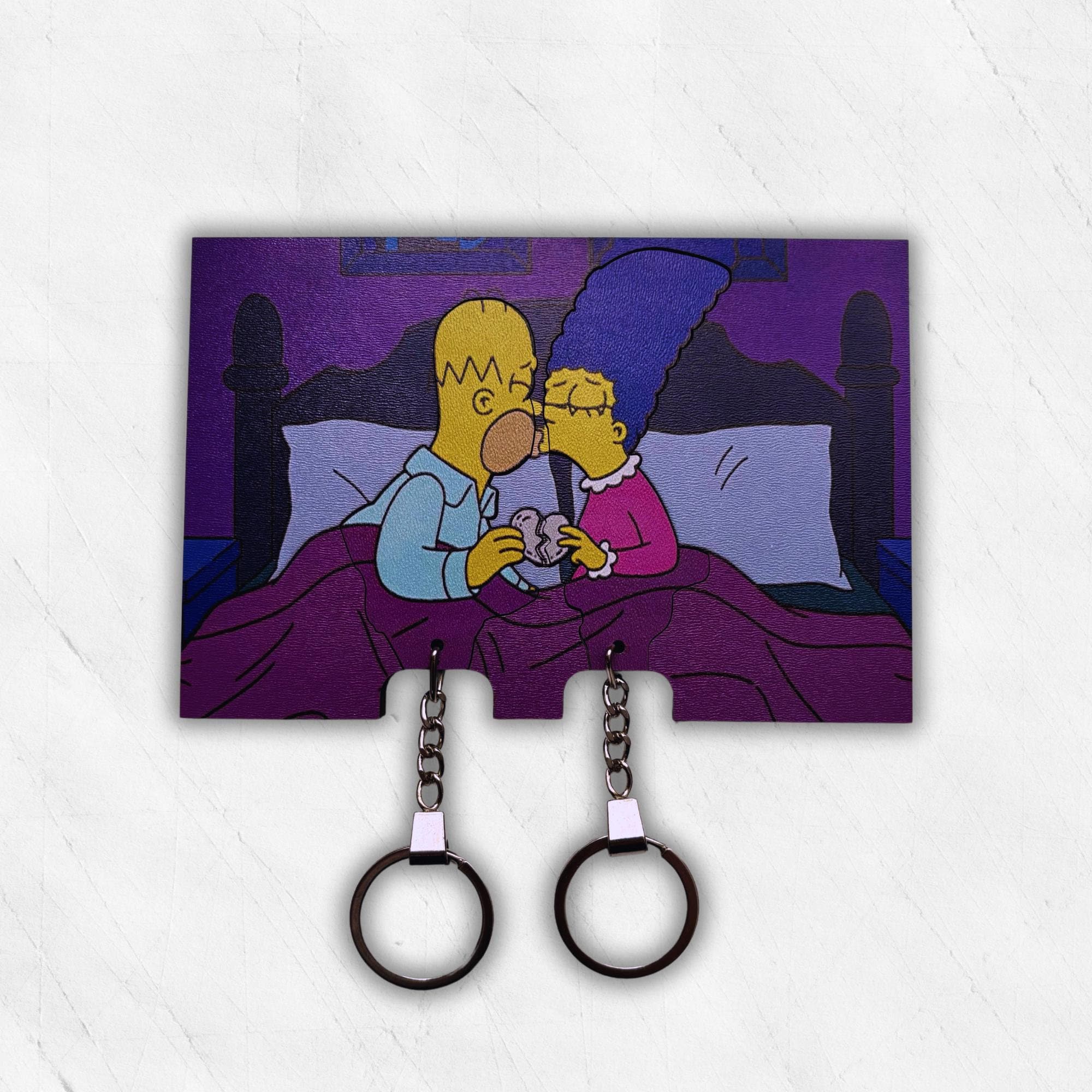 Simpsons Key Holder, Homer and Marge Dancing, Handmade Keychain, Wooden ...