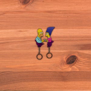 Simpsons Key Holder, Homer and Marge Dancing, Handmade Keychain, Wooden ...