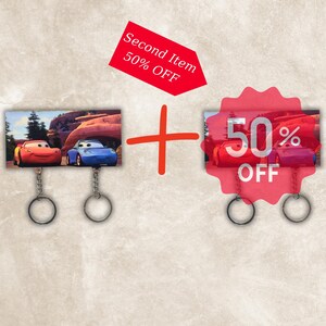 Cars Movie Key Holder, Lightning Mcqueen and Sally Keychains, Disney ...